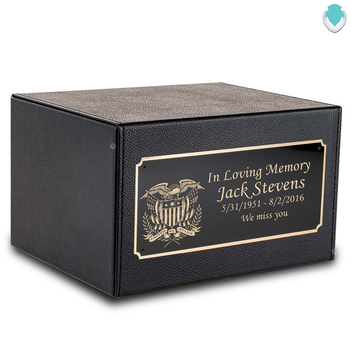 Custom Engraved Heritage Leather Adult Cremation Urn Memorial Box for Ashes