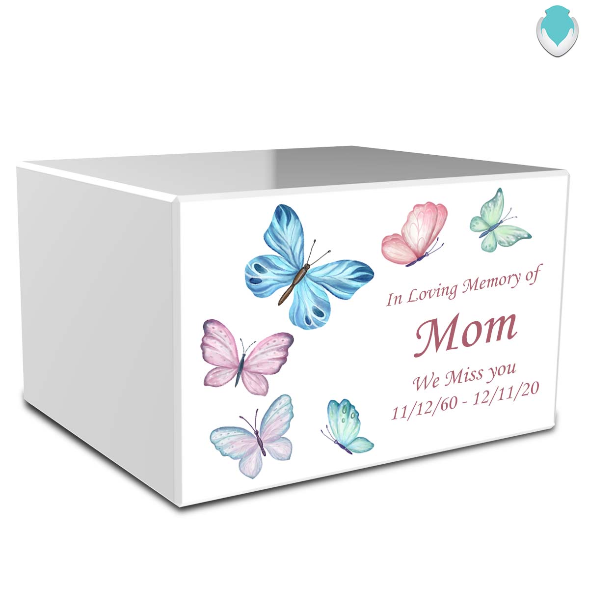 Custom Printed Heritage Butterflies Wood Box Cremation Urn